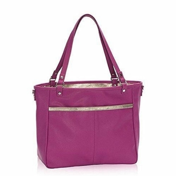 thirty-one | Bags | Thirty One Jewell Purple Gold Reversible Vegan ...